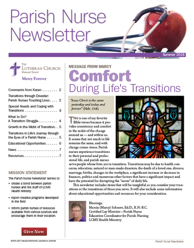 Parish Nurse Newsletter: Summer 2018 – Coping with life’s transitions