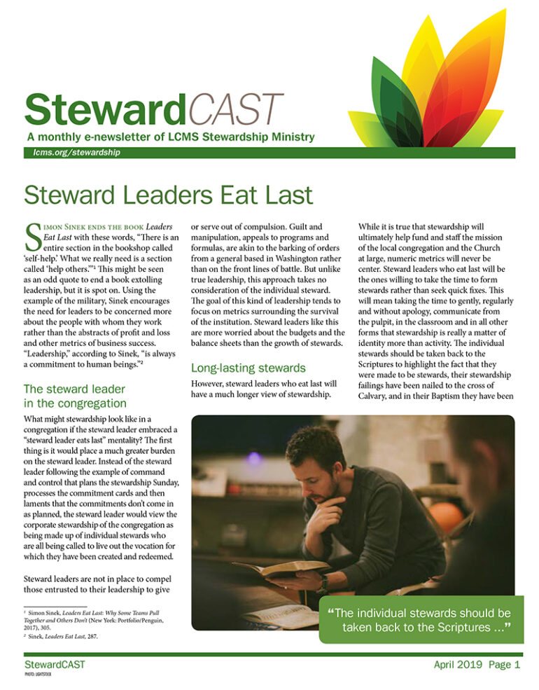 LCMS Stewardship Ministry - April 2019 newsletter