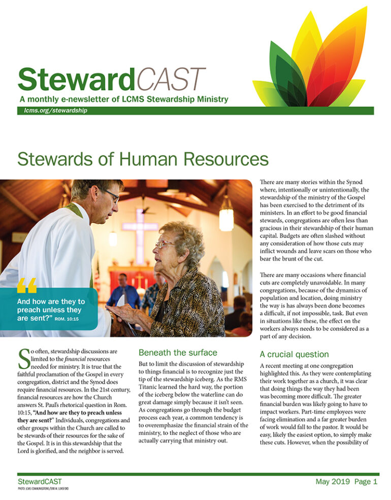 LCMS Stewardship Ministry - May 2019 newsletter