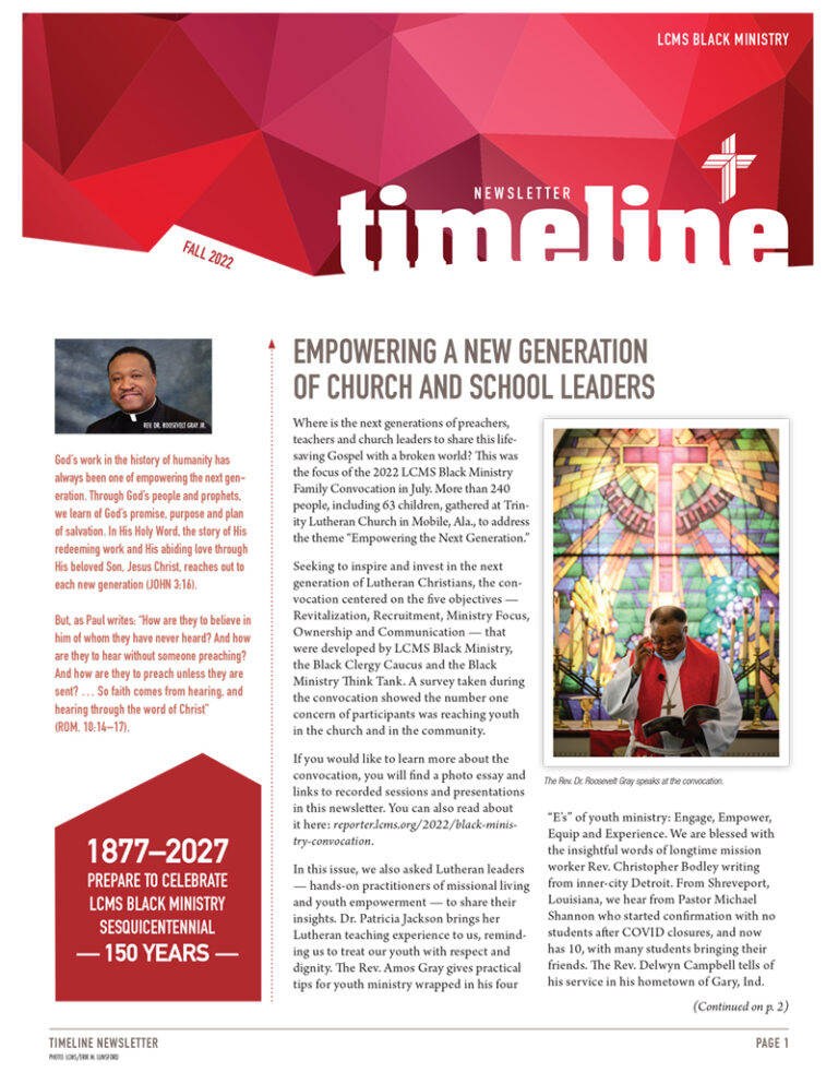 LCMS Black Ministry Fall 2022 TimeLine Newsletter - LCMS Resources